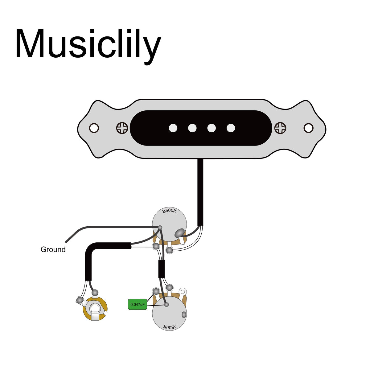 Musiclily Basic pré-câblage pour micro de table 4 cordes guitare ...
