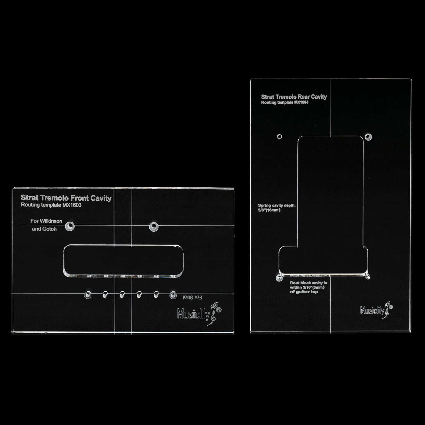 Musiclily CNC Acrylic ST Style Guitar Tremolo Bridge Routing Templates ...