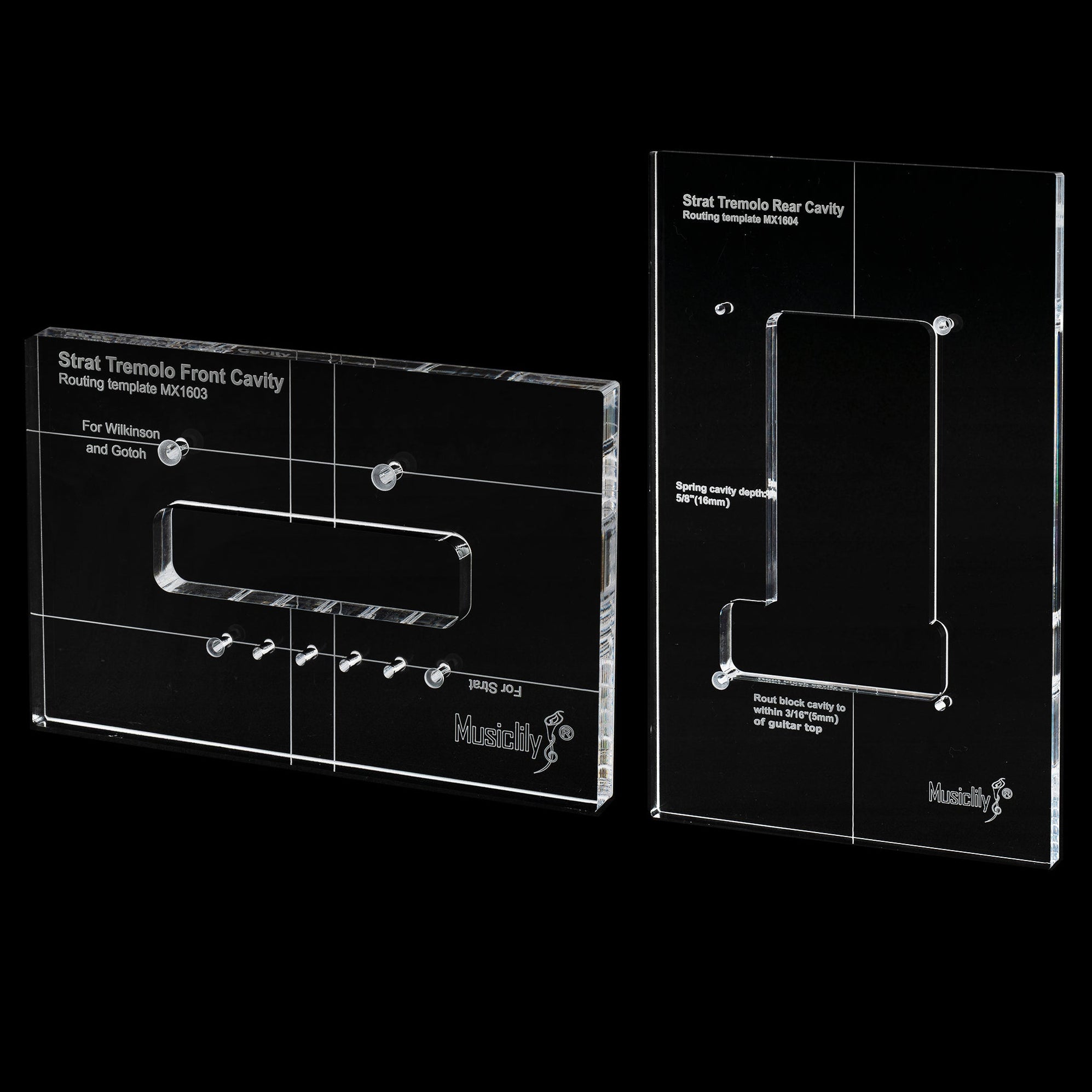 Musiclily CNC Acrylic ST Style Guitar Tremolo Bridge Routing Templates ...