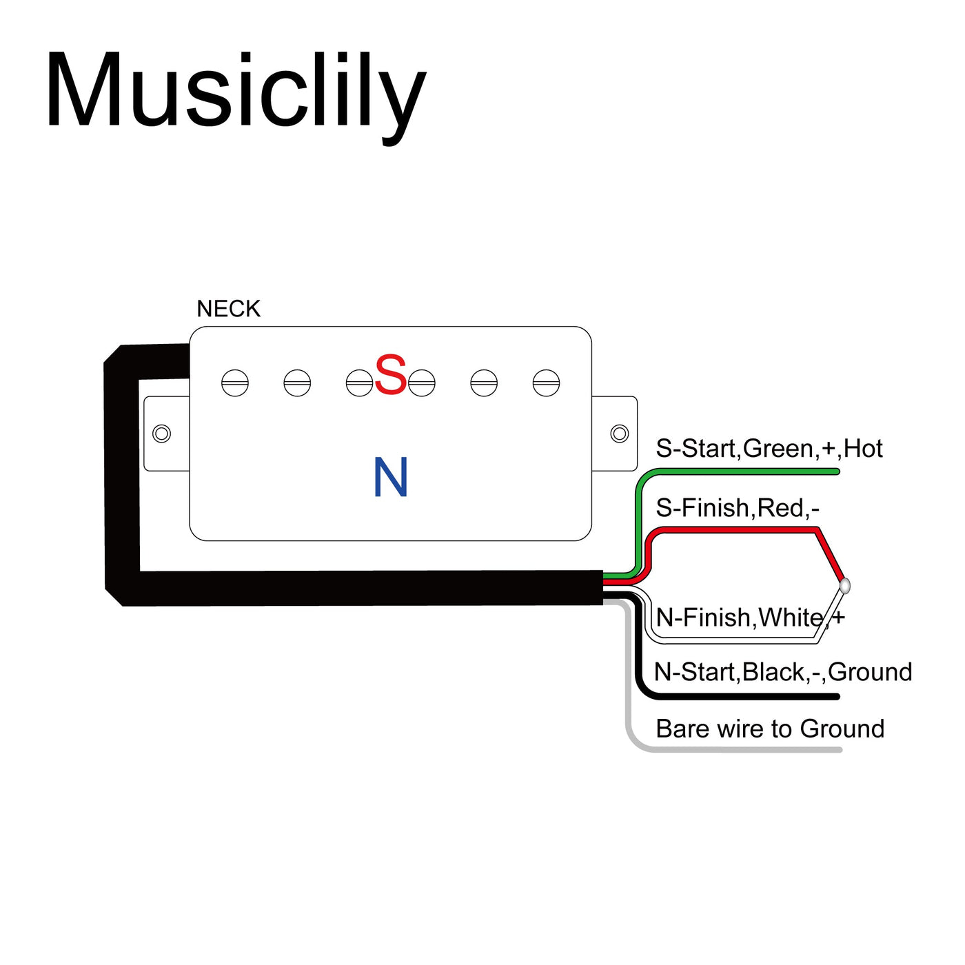 Micro manche de guitare style LP Humbucker Musiclily LP-CMHA recouvert 7,5 kW — musiclily