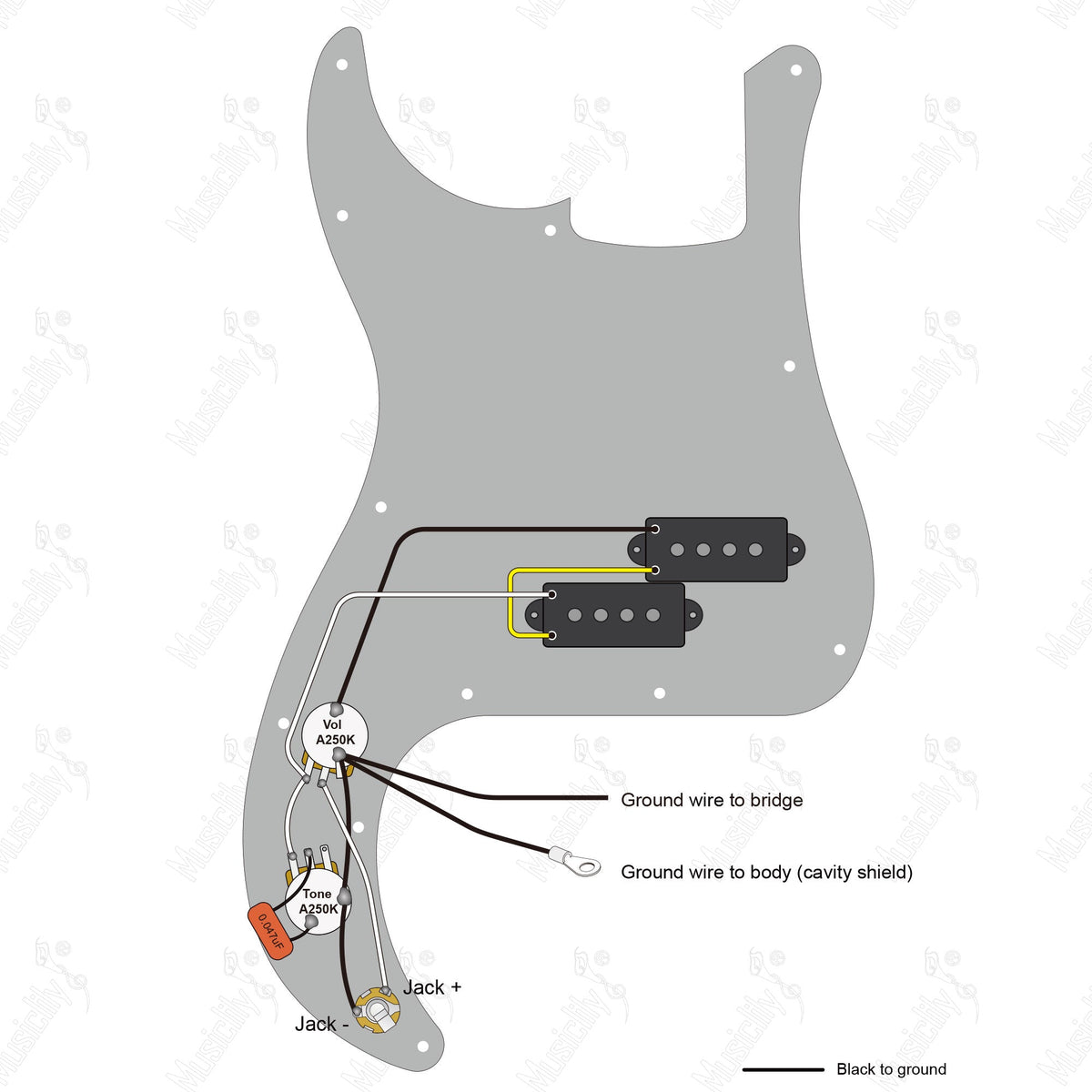 Standard PB American Style With Revival Pickup Wiring Diagram - — musiclily